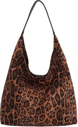 Generic Grand sac fourre-tout r&eacute;tro en daim synth&eacute;tique pour femme (marron clair)