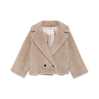 Max Mara Femme, Vestes, Beige, Taille: 38 FR Manteau en tissu Teddy alpaga et cachemire