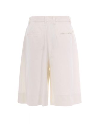Max Mara Womens Bermuda Shorts Drill Cotton-Linen White