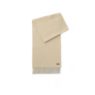 HUGO BOSS Foulard &agrave; franges avec &eacute;cusson logo - unisex - Accessoires - Beige - Taille: ONE Size