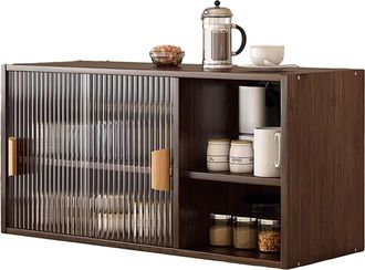 Generic Sideboard, schmale Arbeitsplatte mit ausziehbarer Aufbewahrungsbox, verstellbare Einlegeb&ouml;den, Organizer for K&uuml;chengew&uuml;rze/Tee- und Kaffeezubeh&ouml;r(Waln
