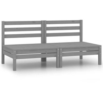 vidaXL Vidaxl - Canap&eacute;s centraux de jardin 2 pcs Gris Bois de pin massif