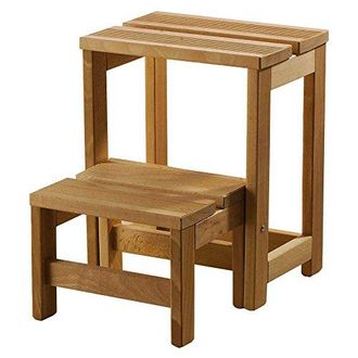 Aran&aacute;z Treppe | Hocker mit 2 Stufen | Haushalt | Multifunktional | Schminktisch B&auml;nke | Ideal f&uuml;r Zuhause, K&uuml;che und Schlafzimmer | platzsparend | Buchenholz