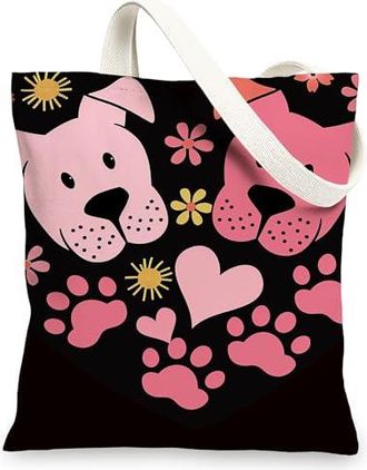 Generic Sacs fourre-tout en toile sur le thème des animaux, sacs de courses réutilisables, amusants et ludiques, légers et lavables avec bandoulière, noir, 13