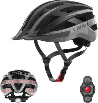 Livall Smart Fahrradhelm mit LED Rücklicht und Blinker, Bluetooth Fahrradhelm mit drahtloser Fernbedienung, SOS-Warnung und eingebautem Mikrofon und Lautspre