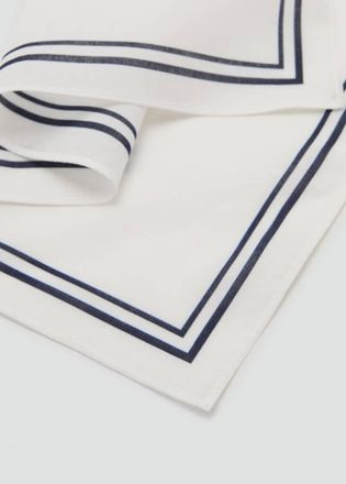 Mango Foulard 100 % coton quadrill&eacute; blanc - Homme - Taille unique - MANGO MAN