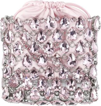 Self Portrait Femme, Sacs, Rose, Taille: ONE Size Crystal Chainmail Mini Bag