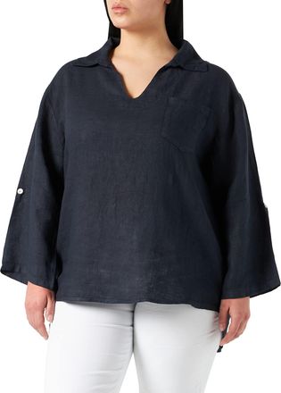Bonamaison Le Jardin du Lin Damen Trlsc100487 Blouse, Marine, 40 EU