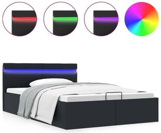 vidaXL Cadre de lit &agrave; rangement avec led noir similicuir 140x200 cm