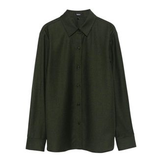 Theory Gr&uuml;nes Hemd Italienische Wollflanell - - Blouses & Shirts - Damen - Gr&uuml;n - L