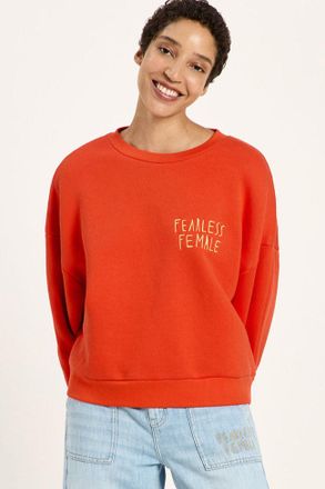 Lanius Lanius Damen vegan Sweatshirt Statement Feuerorange