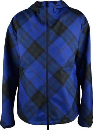 Burberry Homme, Vestes, Bleu, Taille: L Veste &agrave; Capuche &agrave; Carreaux