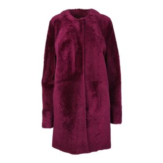 Drome Femme, Manteaux, Violet, Taille: 42 FR Manteau en fourrure avec fermeture automatique