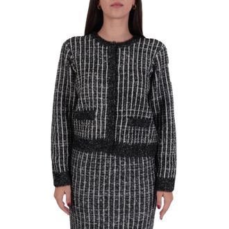 Karl Lagerfeld Boucl&eacute; Strick-Cardigan-Jacke - - Knitwear - Damen - Schwarzk - L