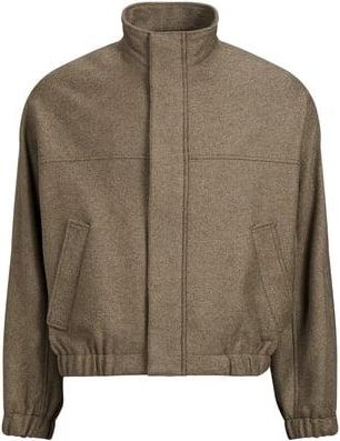Maison Kitsun&eacute; Blouson col montant en laine m&eacute;lang&eacute;e