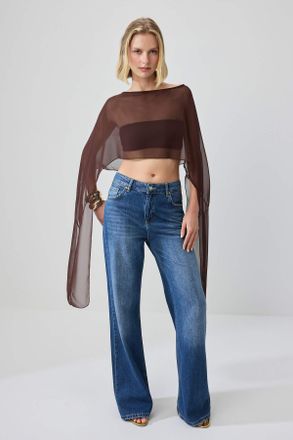Trendyol &Auml;rmellose Bluse, regular fit, schlicht - Braun
