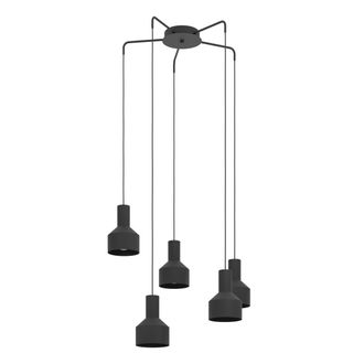 Eglo Pendelleuchte Casibare, 5 flammige H&auml;ngelampe industrial, monochrom, H&auml;ngeleuchte aus Metall in Schwarz, Esstischlampe, Wohnzimmerlampe h&auml;ngend mit E2