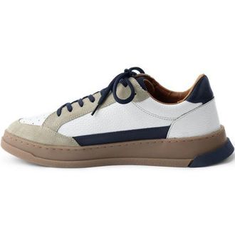 Lands End Leder-Sneaker mit Gummisohle, Herren, Gr&ouml;&szlig;e:45 regular, Wei&szlig;, Leder, by Lands End