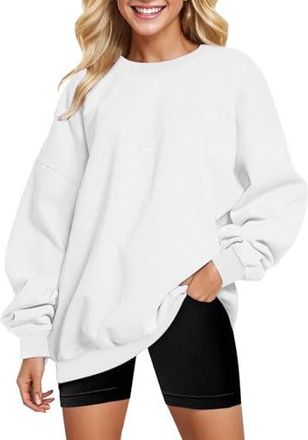 Generic Chandail de sport mignon pour femme - Couleur unie - Pour lhiver et lautomne - Tenue de travail - Épaules tombantes - Coupe ample - Sweat athlétique a