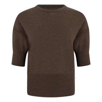 Herno Femme, Pulls, Brun, Taille: 42 FR Pull en coton &agrave; manches courtes