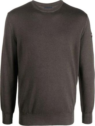 Paul & Shark Homme, Pulls, Brun, Taille: 2XL Pull en Laine Marron &agrave; Col Rond