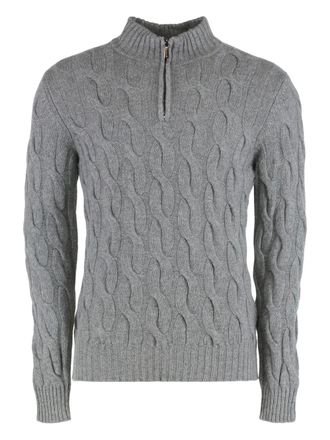 Moorer Fedro-CWS Pullover mit Zopfmuster - Grau