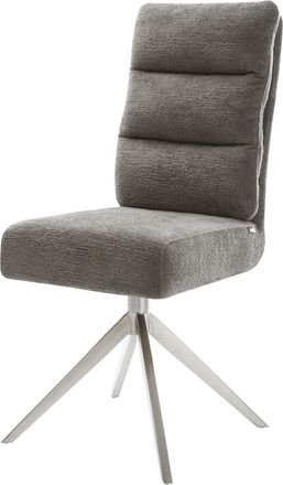 DELIFE Esszimmerstuhl Pela-Flex Kreuzgestell breit Edelstahl Boucl&eacute; Soft Schlamm 360&deg; drehbar Wippfunktion Taschenfederkern