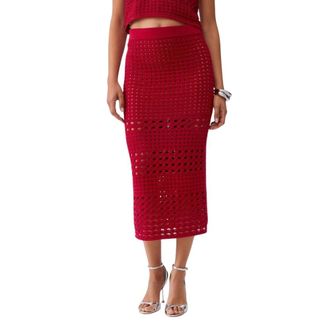 Liu Jo Femme, Jupes, Rouge, Taille: 36 FR Longuette Crochet Skirt