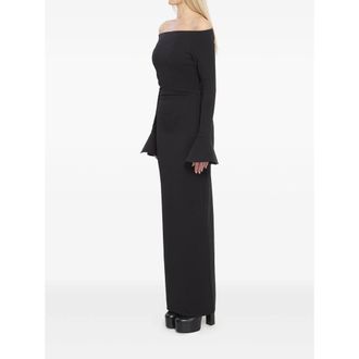 Solace London Off-Shoulder Bell Sleeve Dress - Black