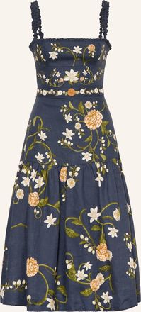 Agua Bendita Agua By Agua Bendita Leinenkleid Nispero Valle Mit R&uuml;schen blau