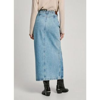 Pepe Jeans London Denim Midi Rock mit Stickerei - - Skirts - Damen - Blau - XS