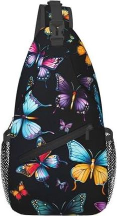 Generic Sacoche Homme Bandouliere Papillon color&eacute; L&eacute;ger Sling Sac &agrave; Bandouli&egrave;re Antivol Sling Sac &agrave; Dos pour &eacute;cole Homme Voyage
