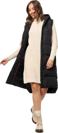 Marikoo Damen Weste Steppweste lang gesteppte Übergangsweste Kapuze warm B967 [B967-Sayor-Schwarz-Gr.M]