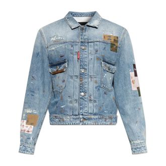 Dsquared2 Homme, Vestes, Bleu, Taille: 2XL Veste en jean &agrave; effet vieilli