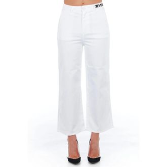 Frankie Morello Hochtaillierte Cropped Hose mit Mehreren Taschen - - Trousers - Damen - Wei&szlig; - M