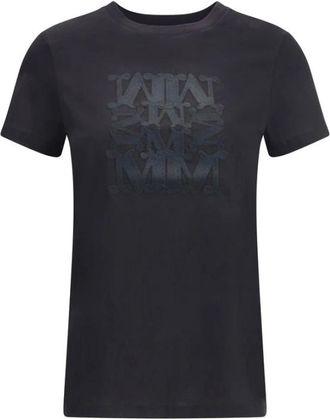 Max Mara Femme, Tops, Noir, Taille: 42 FR T-Shirt à Monogramme Brodé