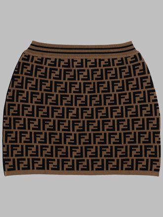 Fendi FF Monogram Knit Skirt - Orange