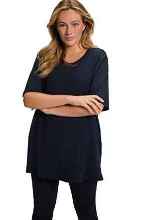 Ulla Popken Basic-Shirt, Rundhals T Femme, Bleu, Noir, 68