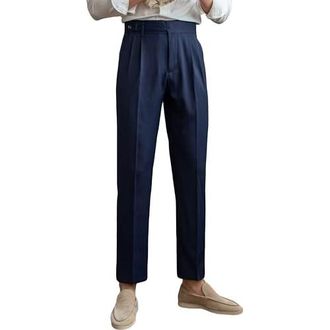 Generic Pantalon habill&eacute; classique pour homme - Confort haut de gamme - Pantalon d&eacute;contract&eacute; pliss&eacute; sur le devant, bleu marine, 48