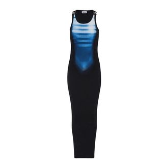 Jean Paul Gaultier Gestreiftes Grafikdruck Maxikleid - - Dresses - Damen - Blau - XS