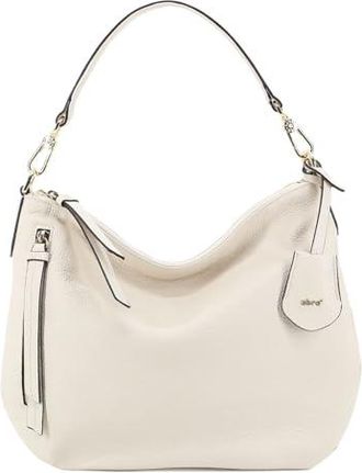 Abro Cuir sac &agrave; &eacute;paule bandouli&egrave;re Leather Adria Hobo Juna Bag Beige &eacute;cru