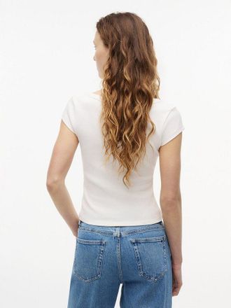 Tommy Jeans Kurzarmshirt TJW SLIM RIB BADGE TEE EXT Baumwollmischung, slim fit, in gerippter Struktur