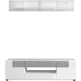 ebuy24 Ebuy24 - Tokyo tv Tisch 2 T&uuml;ren, 2 Schubladen, 1 Fach, wei&szlig; Hochglanz