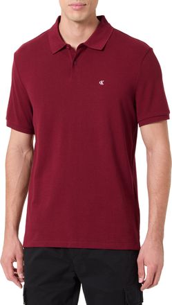 Calvin Klein Herren Poloshirt Kurzarm Monogram Pique aus Baumwolle, Rot (Renaissance Red), XL