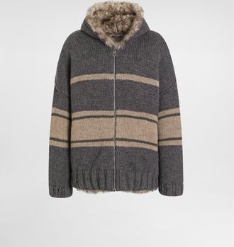 Dolce & Gabbana Knitted Jacket With Fur - Mann Mäntel Und Jacken Multicolor M