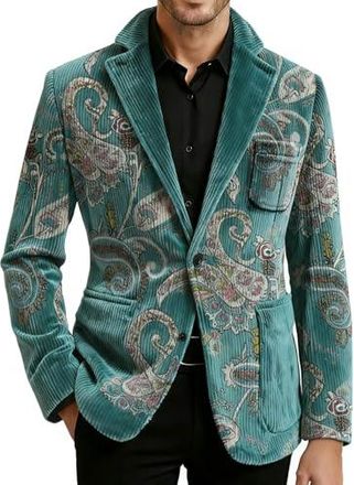 Generic Blazer de Noël pour homme, veste en velours côtelé pour homme, blazer de Noël moche pour homme, costume festif, coupe ajustée, veste de costume fantai
