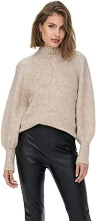 Only ONLCELINA Life L/S High Pullover CC KNT Sweater, Bouleau/détail : avec mélange, XS Femme