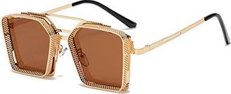 Generic Lunettes de soleil carrées en métal rétro punk pour hommes et femmes (couleur : F, taille : moyen) 2026, a, Taille unique