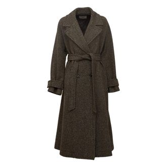 Max Mara Langer Wollmischungs-Tweed-Mantel - - Coats - Damen - Braun - M
