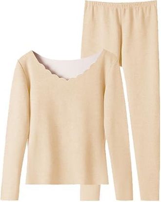 Generic Sous-vêtements de ski pour femme - Sous-vêtements thermiques chauds et doux - Ensemble de sous-vêtements de ski avec intérieur en polaire thermique et